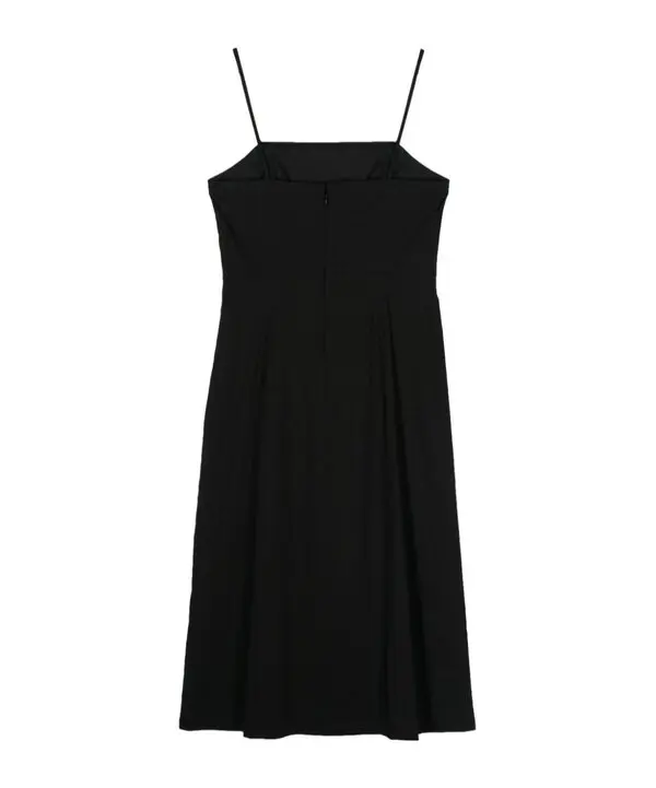 Theory Square Neck Sleeveless A-line Midi Dress - Black