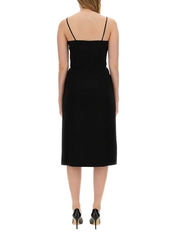Theory Square Neck Sleeveless A-line Midi Dress - Black