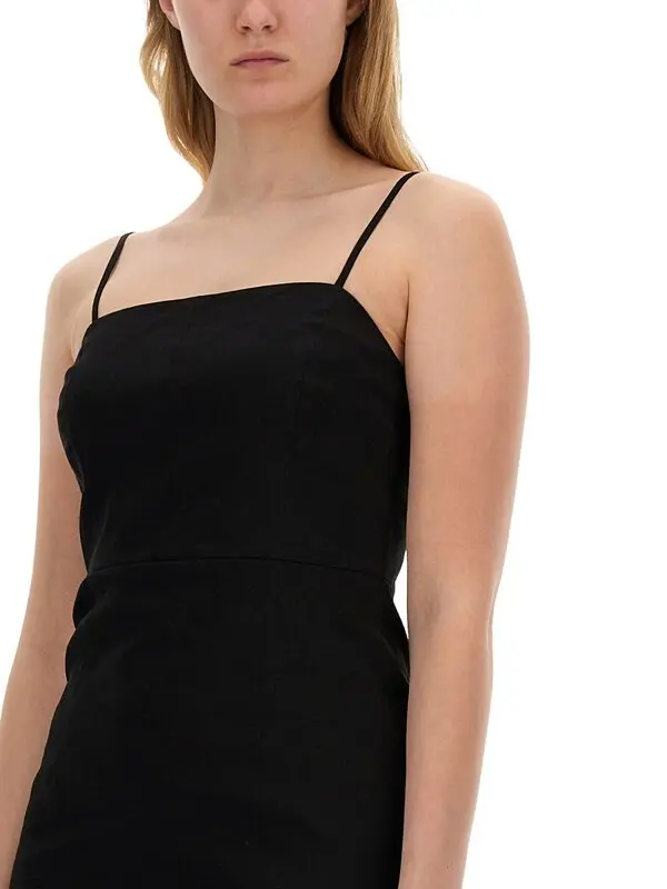 Theory Square Neck Sleeveless A-line Midi Dress - Black