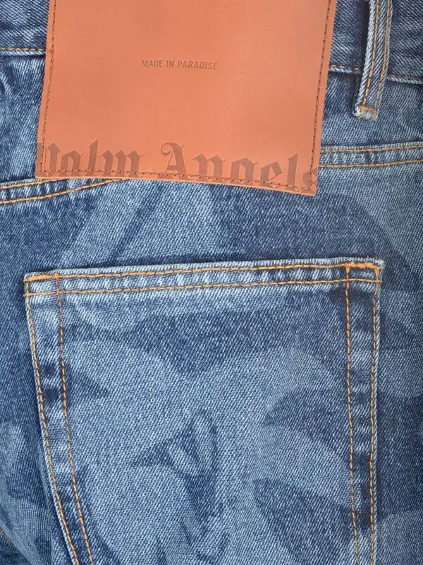 Palm Angels Allover Logo Printed Straight-leg Jeans