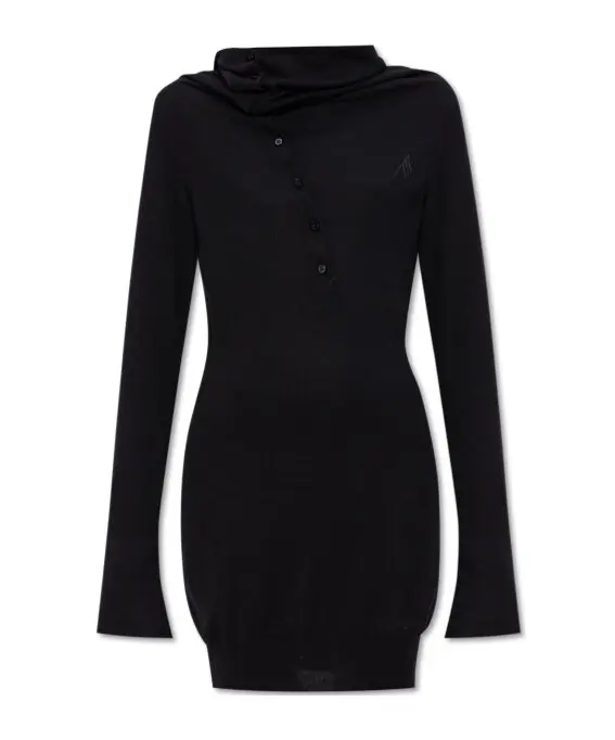 Attico Long Sleeve Hooded Mini Dress - Black