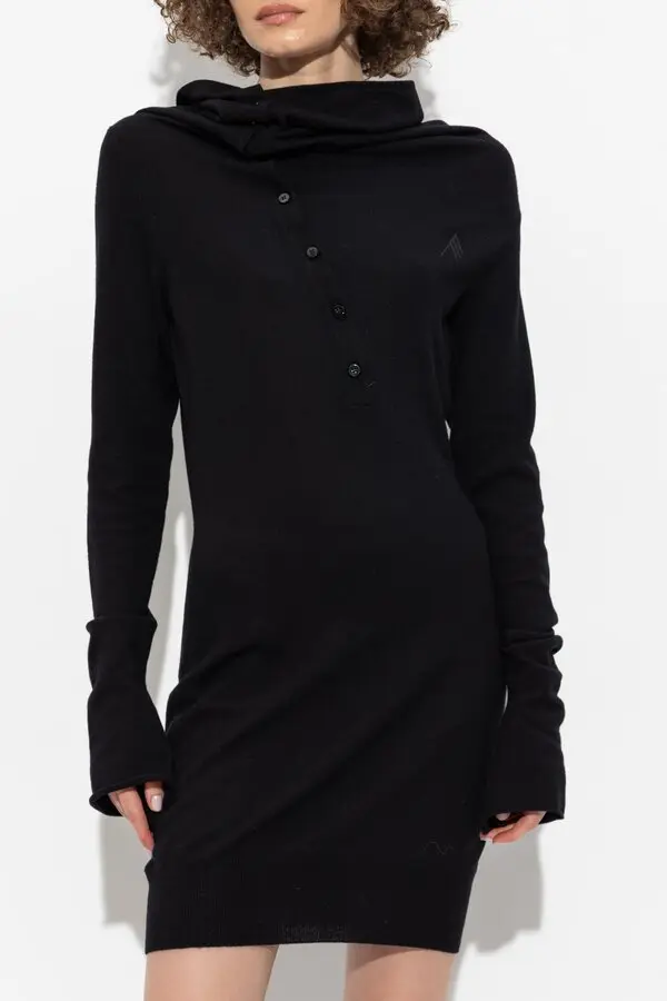 Attico Long Sleeve Hooded Mini Dress - Black