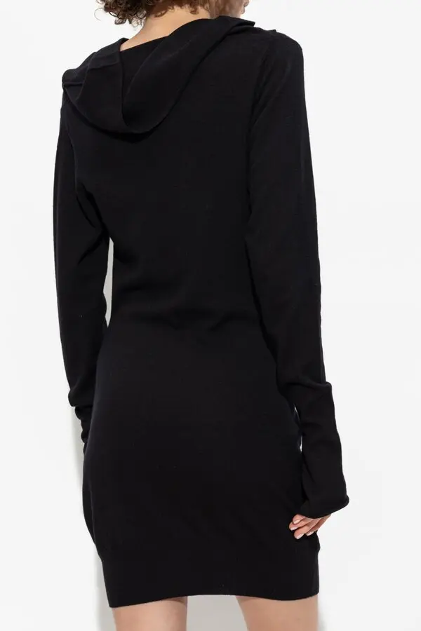 Attico Long Sleeve Hooded Mini Dress - Black