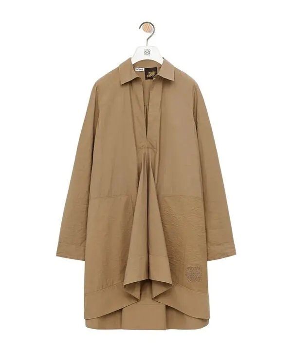 Loewe Tunic Dress In Cotton Blend - Brown