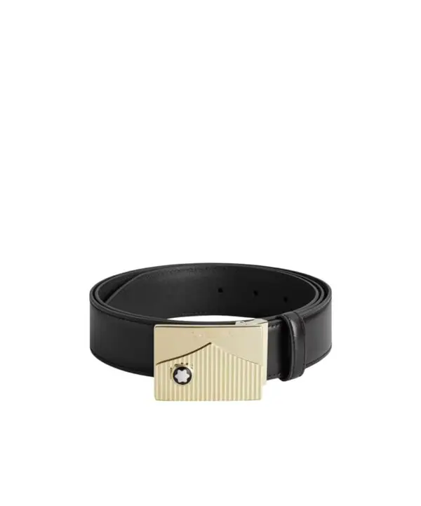 Montblanc Embossed Plaque Belt - Black
