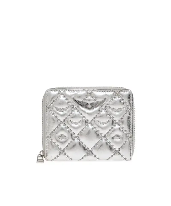 Zadig&Voltaire Quilted Leather Zip Wallet - Silver