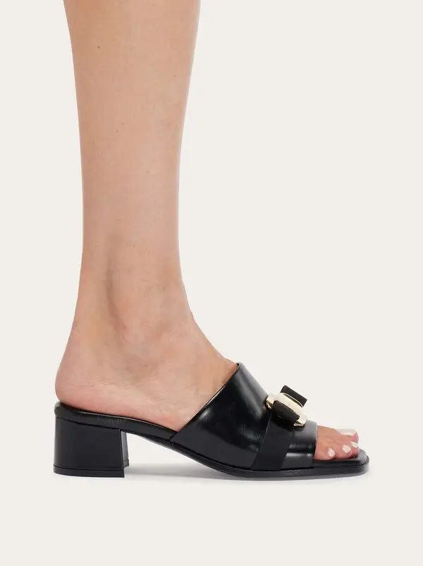 FERRAGAMO Logo Square Toe High Heel Sandals
