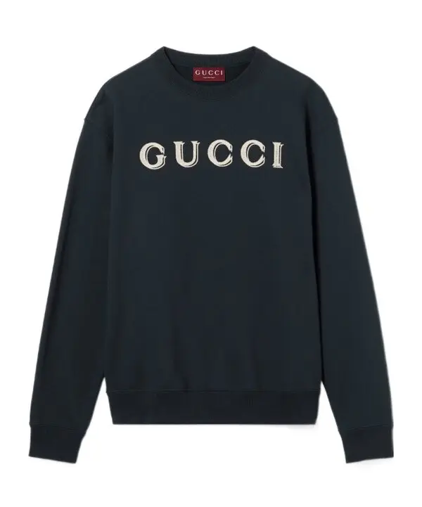 Gucci Embroidered Logo Crewneck Sweatshirt