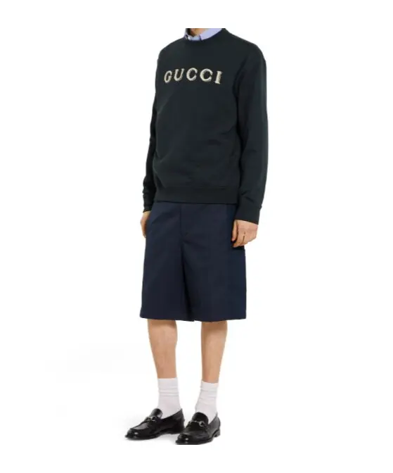 Gucci Embroidered Logo Crewneck Sweatshirt