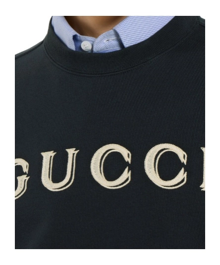 Gucci Embroidered Logo Crewneck Sweatshirt