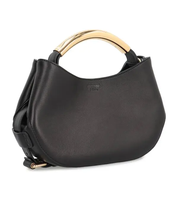 Moschino Debossed Shoulder Bag - Black