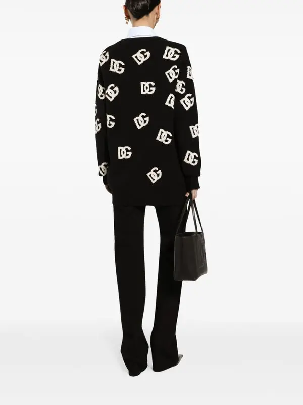 Dolce & Gabbana Dg Logo Intarsia Knitted Cardigan