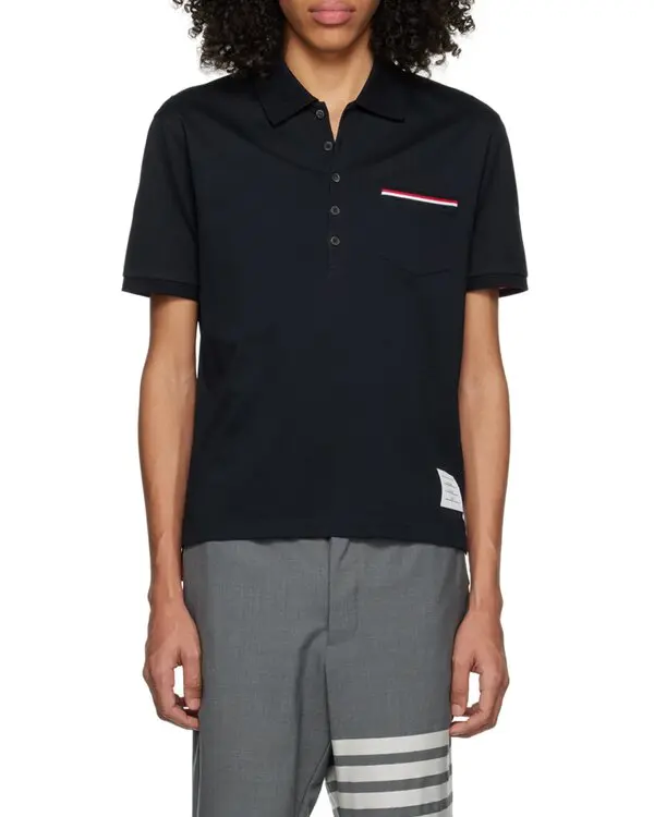 Thom Browne Rwb Short-sleeved Polo Shirt - Navy Blue