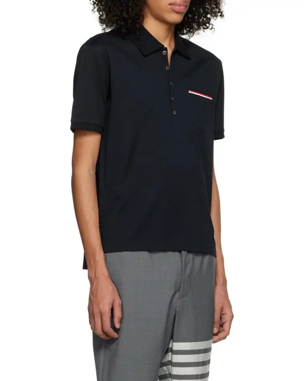 Thom Browne Rwb Short-sleeved Polo Shirt - Navy Blue