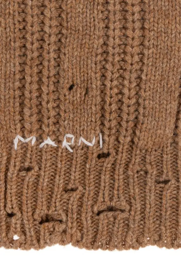 Marni Logo Embroidered Knitted Scarf