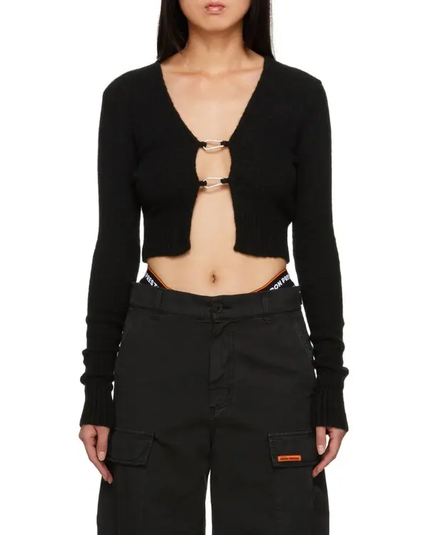 Heron Preston Open-front Knitted Cardigan With Snap Details