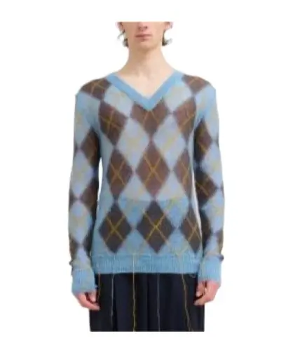 Marni Geometric Patterned V-neck Knitted Jumper