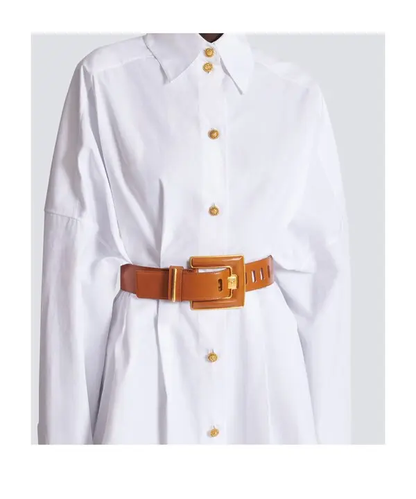 Balmain Anthem Belt With Embossed Logo - Brown