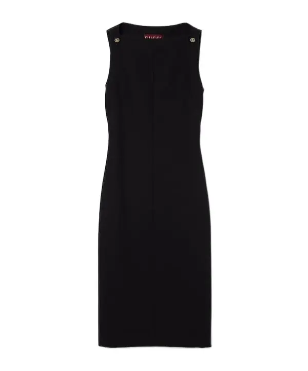 Gucci Cotton Crêpe Sleeveless Dress With Double G Detail