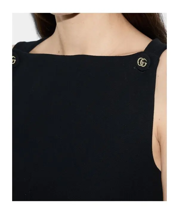 Gucci Cotton Crêpe Sleeveless Dress With Double G Detail