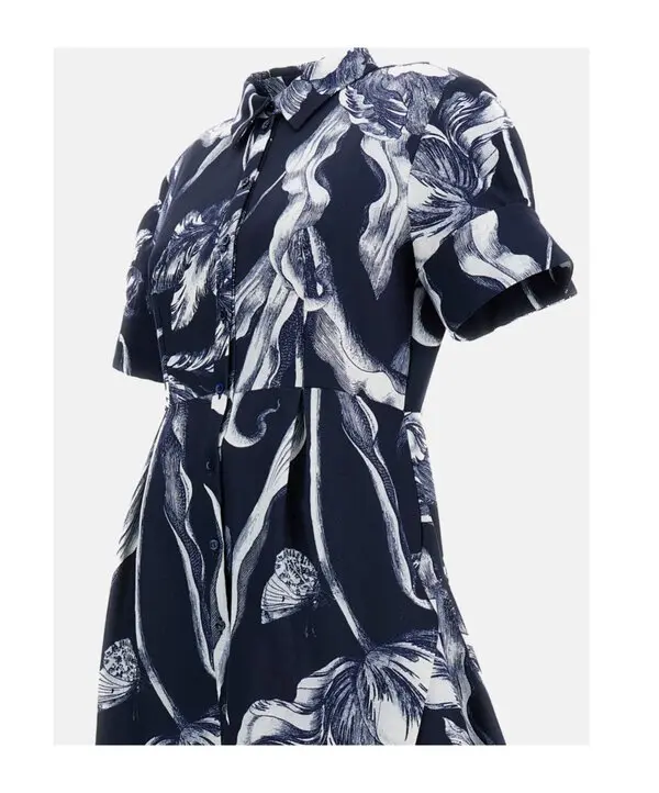 Erdem Short Sleeve Botanical Print Dress