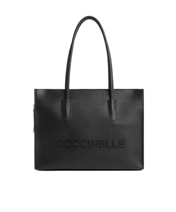 COCCINELLE Logo Zip Top Tote Bag - Black