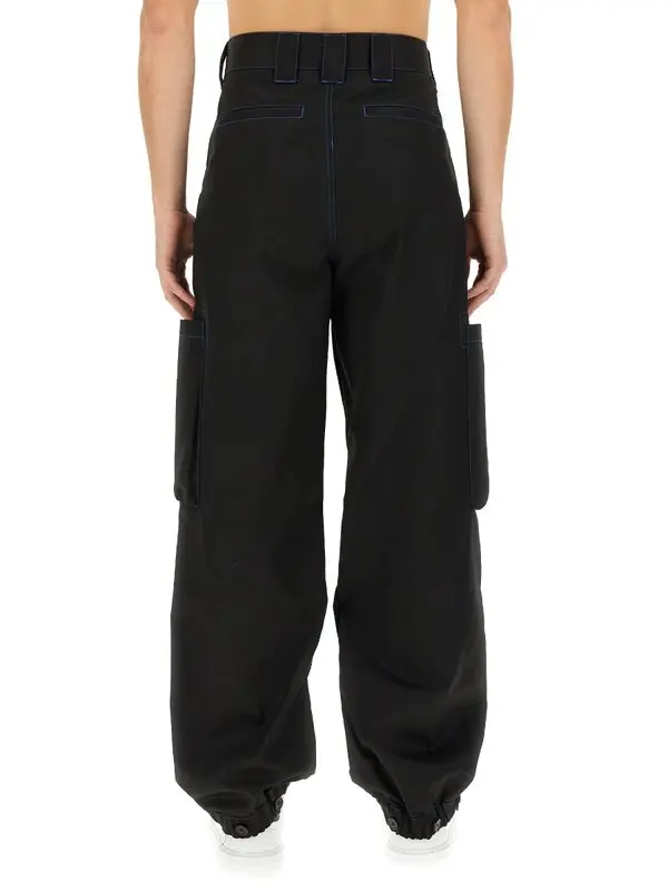MSGM Contrast Stitch Logo Patch Cargo Trousers