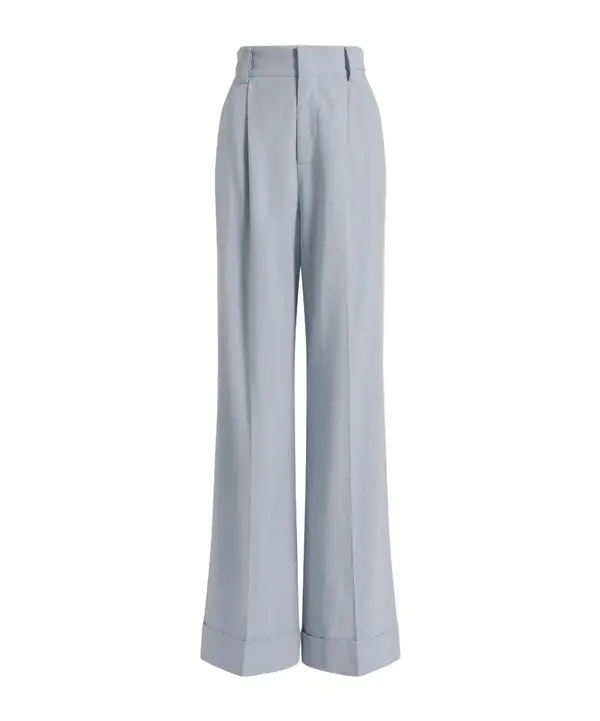 Alberta Ferretti High Waist Pleated Wide-leg Trousers - Gray