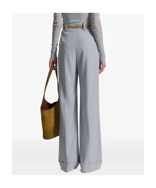 Alberta Ferretti High Waist Pleated Wide-leg Trousers - Gray