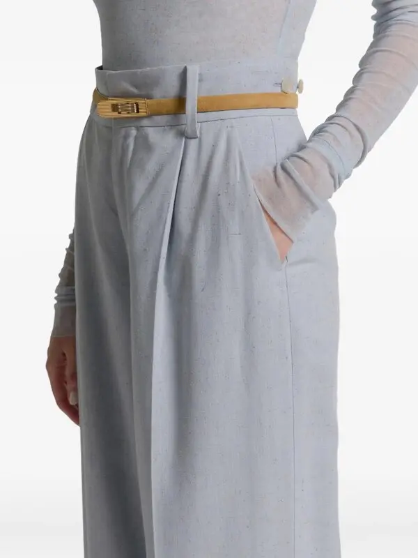 Alberta Ferretti High Waist Pleated Wide-leg Trousers - Gray
