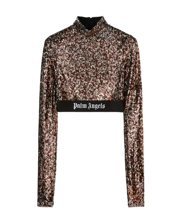 Palm Angels Sequin Embellished Cropped Top - Multicolor