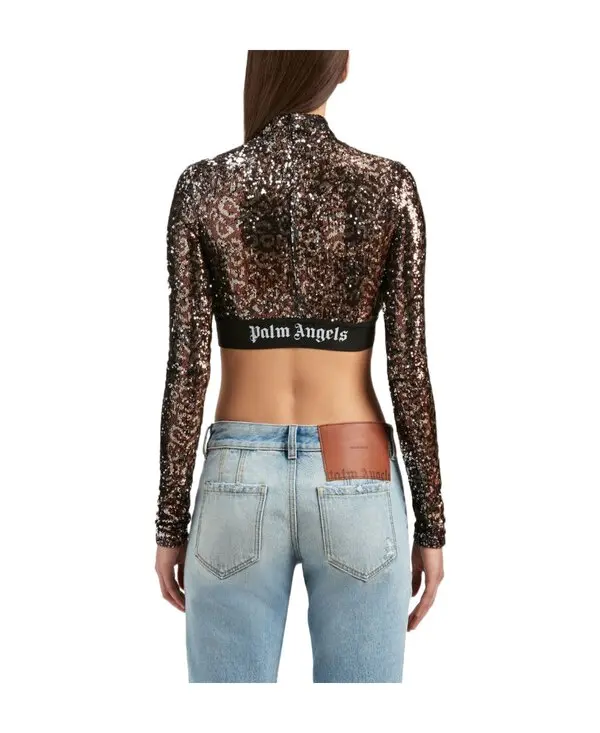 Palm Angels Sequin Embellished Cropped Top