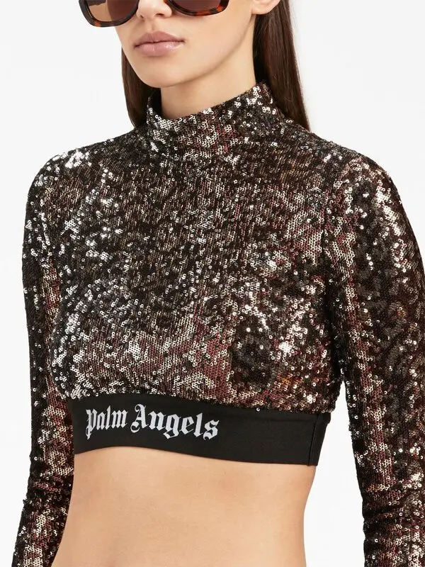 Palm Angels Sequin Embellished Cropped Top