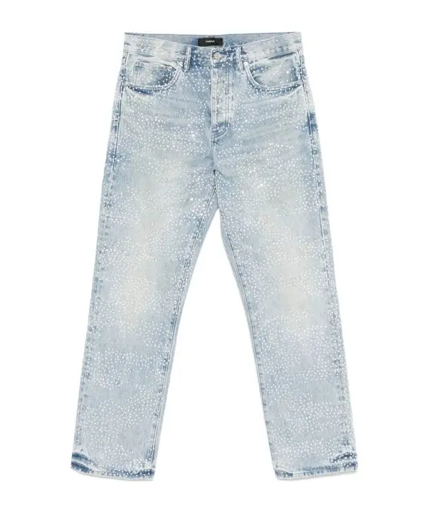PURPLE BRAND Embellished Straight Leg Jeans - White