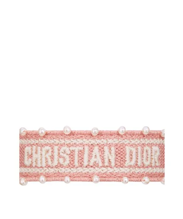 Dior Embroidered Resin Pearl Bracelet With Tassels - Pink