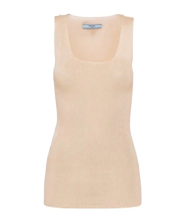 Prada Sleeveless Ribbed Tank Top - Nude