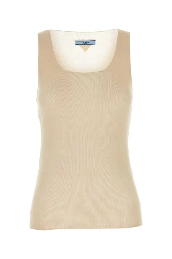 Prada Sleeveless Ribbed Tank Top - Nude