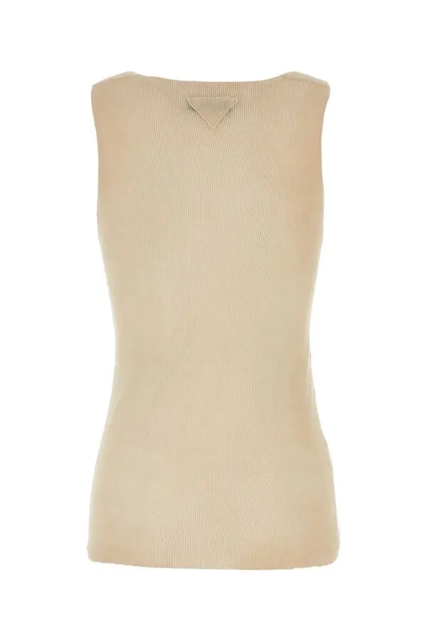 Prada Sleeveless Ribbed Tank Top - Nude