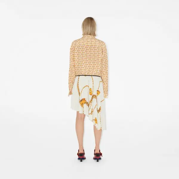 Burberry Chain-printed Pleated Asymmetric Skirt