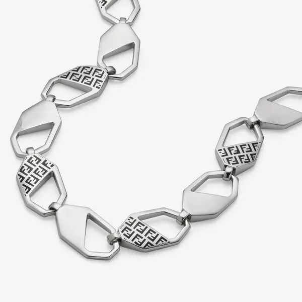 Fendi Hexagon Ff Enamel Link Necklace