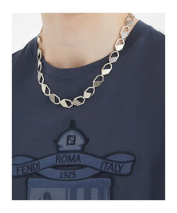 Fendi Hexagon Ff Enamel Link Necklace