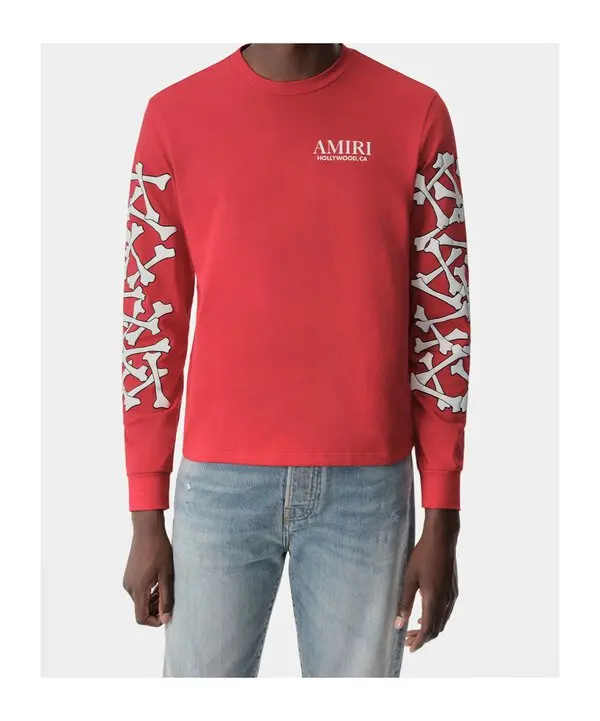 Amiri Long Sleeve Crewneck Sweater With Bone Pattern