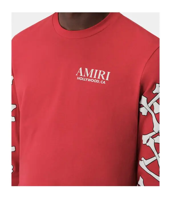 Amiri Long Sleeve Crewneck Sweater With Bone Pattern