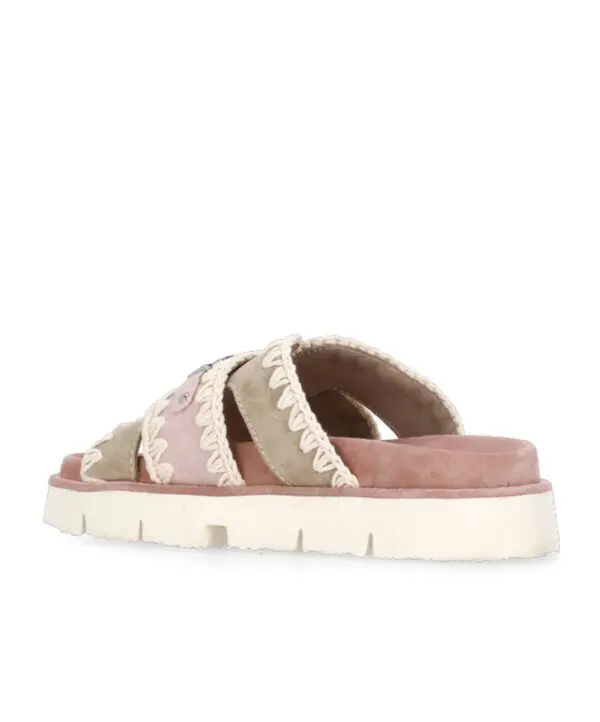 Mou Bio Slip-on Sandals With Braided Straps And Metal Logo - Nude