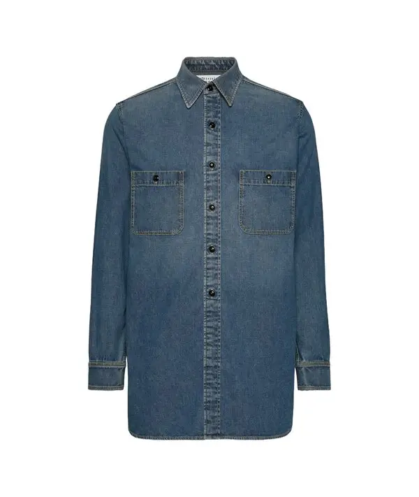MAISON MARGIELA Collared Long-sleeve Denim Shirt - Blue