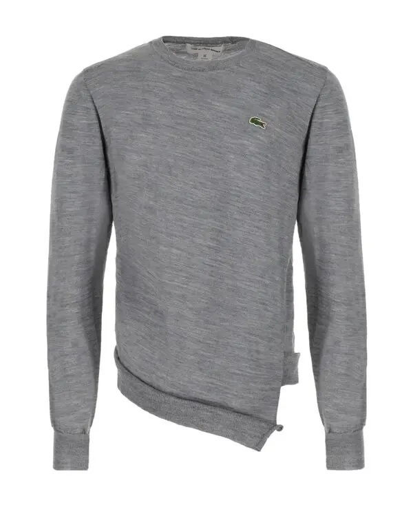 Comme Des Garçons Long Sleeve Sweater With Asymmetrical Hem - Gray