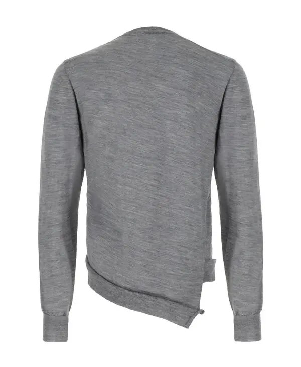 Comme Des Garçons Long Sleeve Sweater With Asymmetrical Hem - Gray