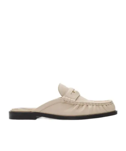 Burberry Cadet Gathered Mules - Nutmeg Beige
