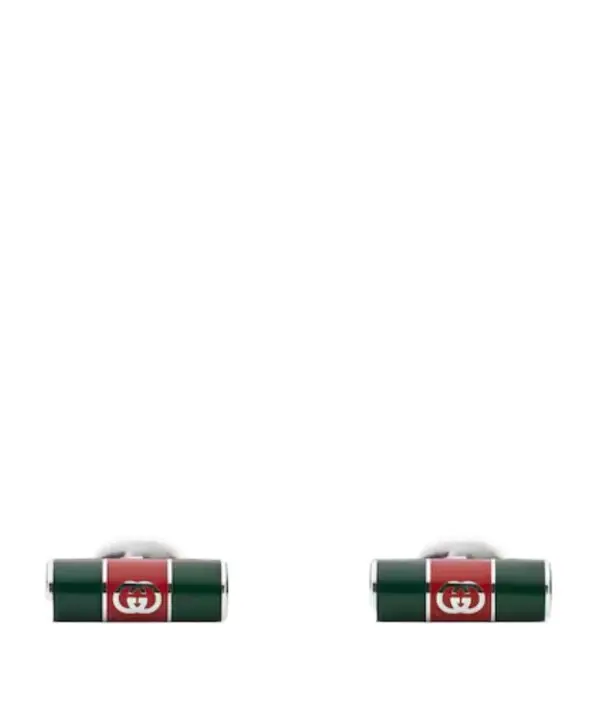 Gucci Cufflinks With Web Detail - Red And Green