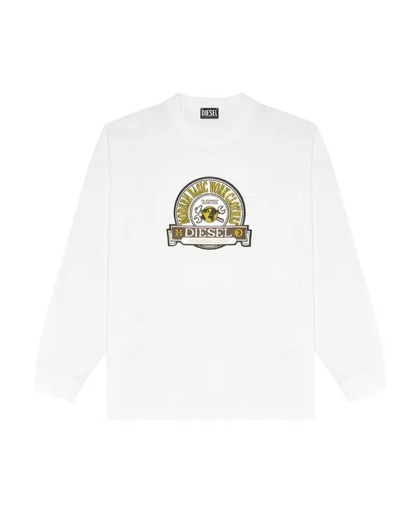 DIESEL® Logo Patch Crewneck Sweatshirt - White